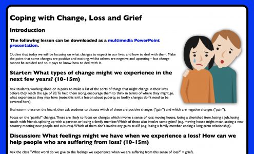 PSHE: Coping with Change, Loss and Grief – ActiveHistory